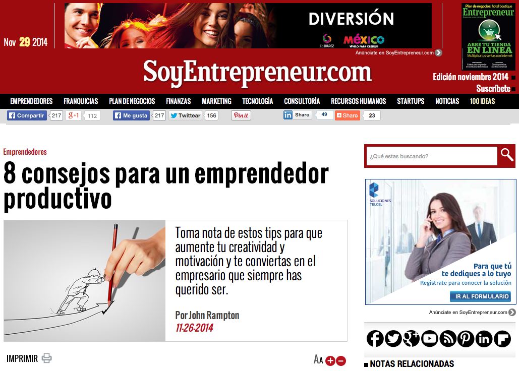 8 Consejos Para Un Emprendedor Productivo – Meet John Rampton ...